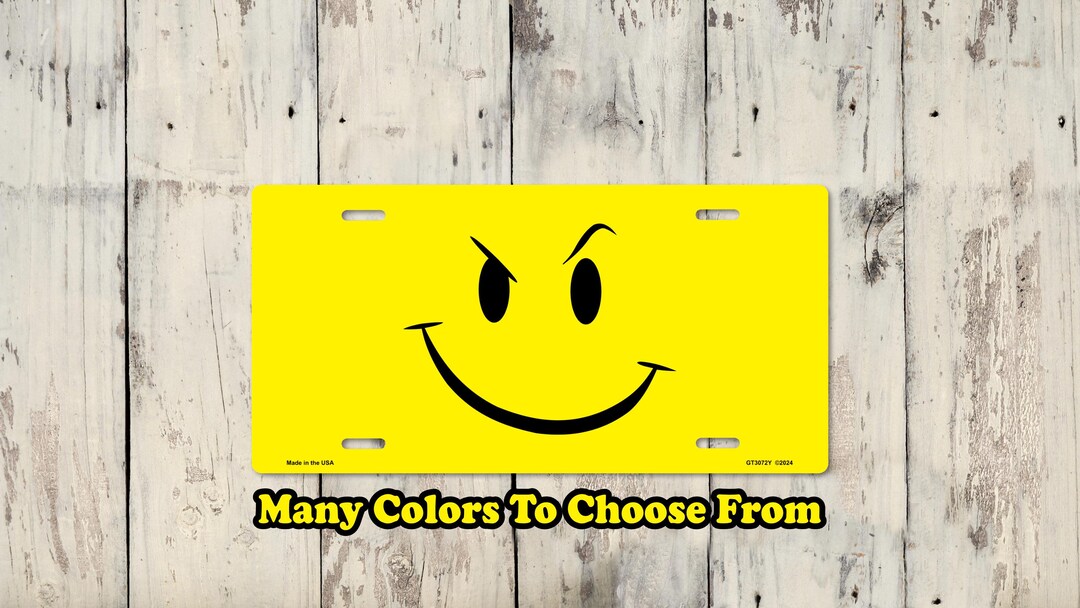 Smirk Face - Various Colors Available - License Plates - Etsy