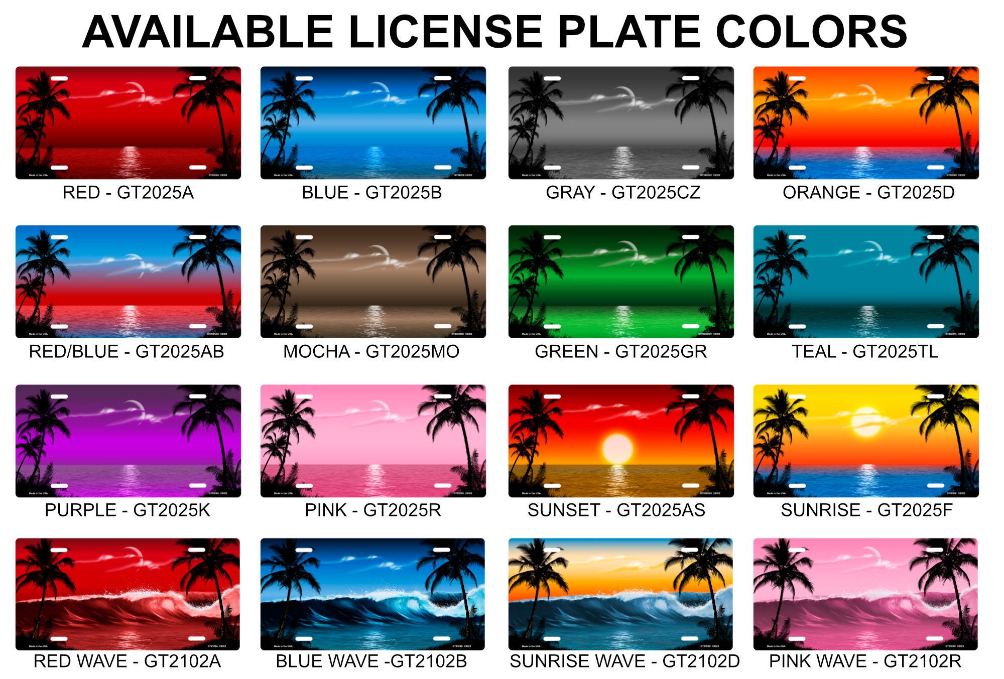 Personalized Scenic Palm Trees & Ocean Wave License Plates, Add Your ...