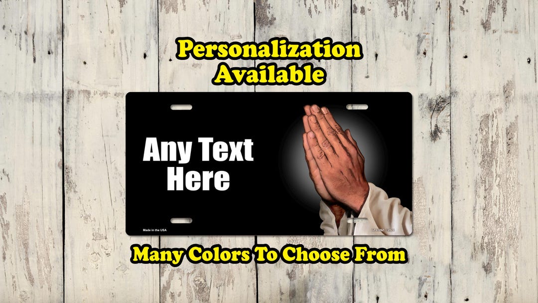Praying Hands License Plate: Custom Dye Sublimation Car Tag - Etsy
