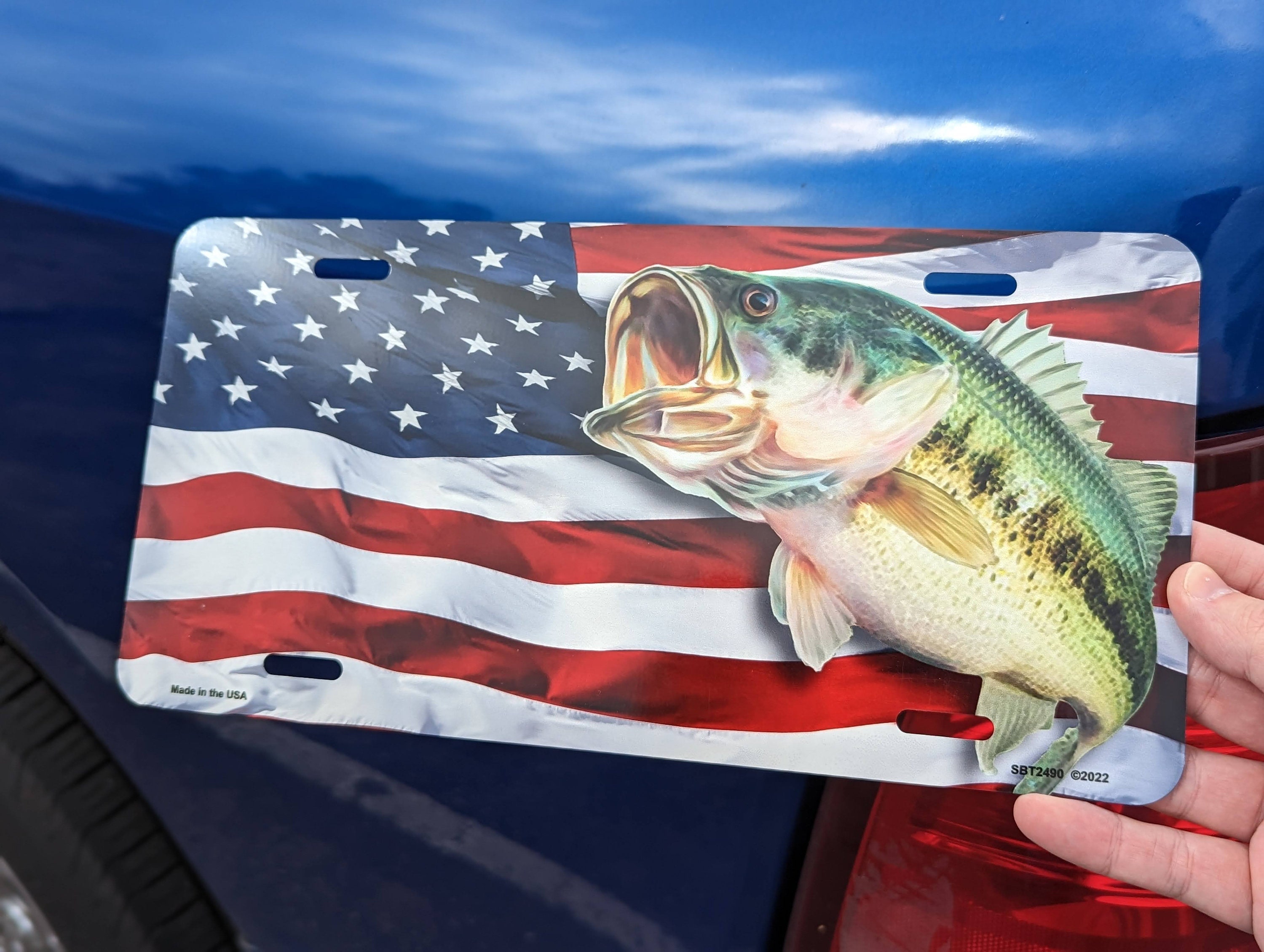 Assorted Fish on USA Flag, Bass, Mahi, Tarpon, and Snook License Plates ...