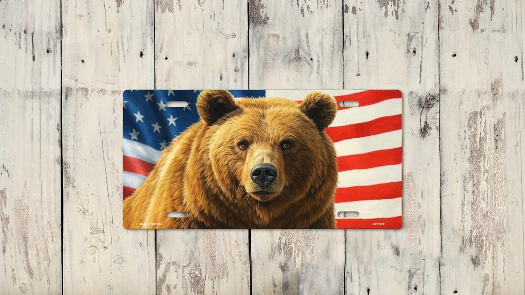 Bear USA Flag - License Plate - Etsy