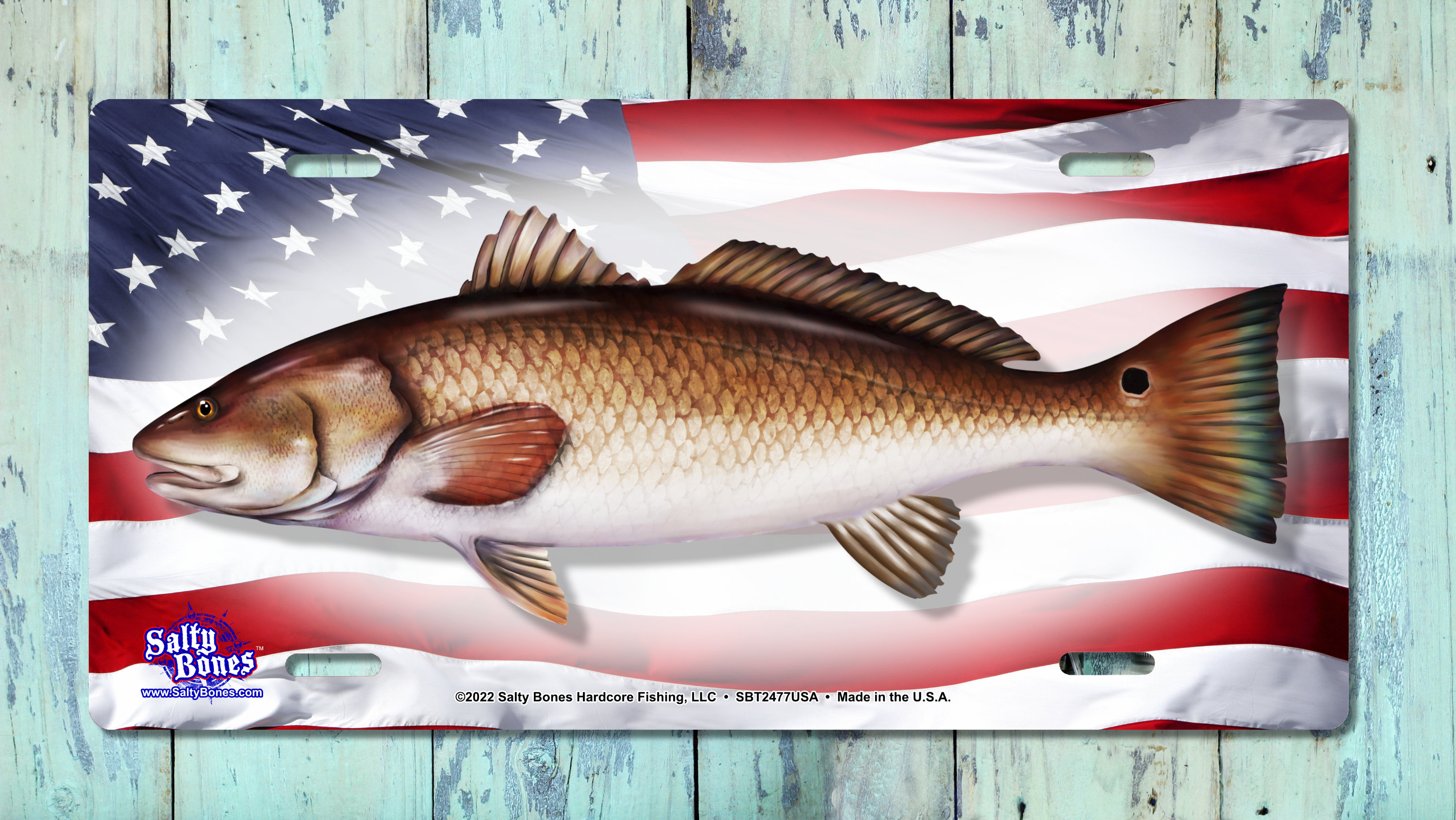 Assorted Fish on USA Flag, Bass, Mahi, Tarpon, and Snook License Plates ...