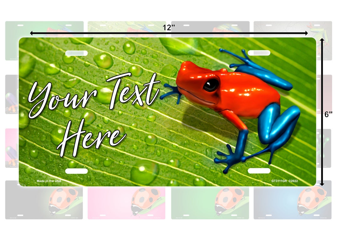Personalized Tree Frogs Ladybugs & Dart Frog License Plates. - Etsy
