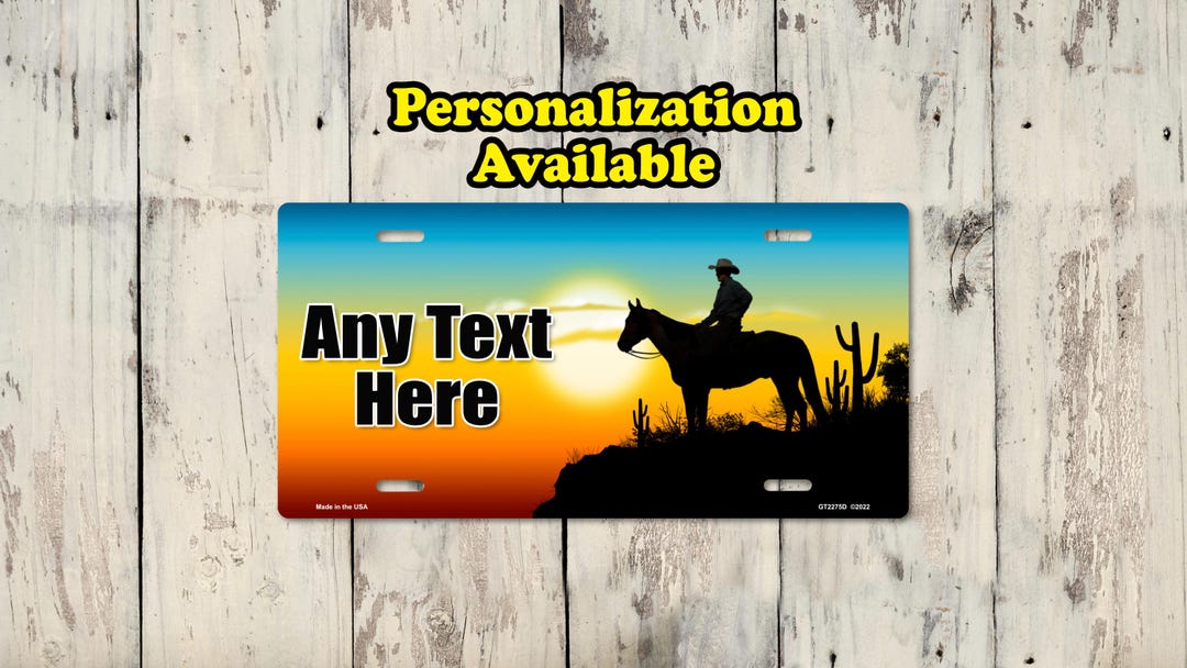 Personalized Cowboy License Plate - Custom Dye Sublimation License ...