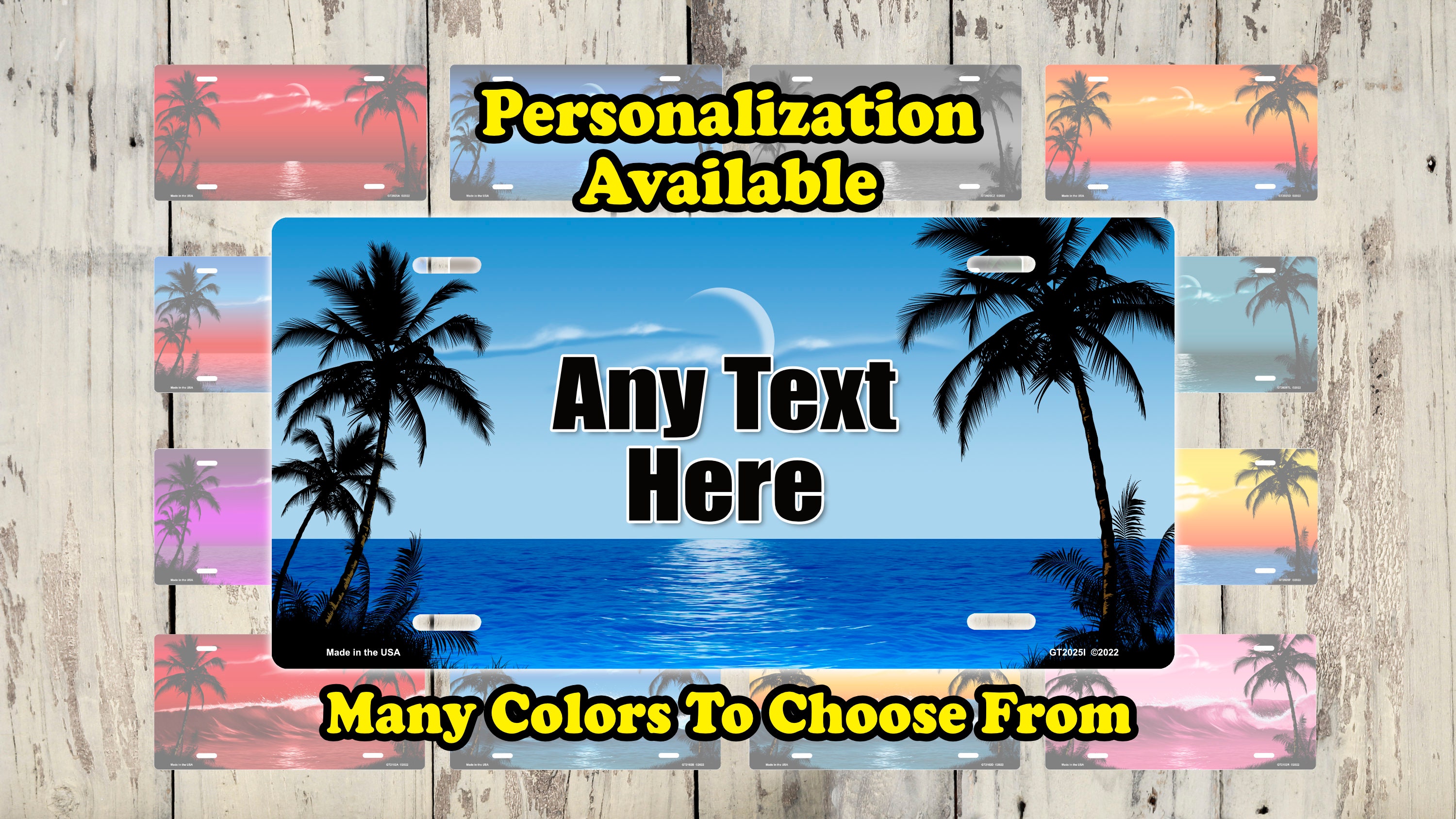 Personalized Scenic Palm Trees & Ocean Wave License Plates, Add Your ...