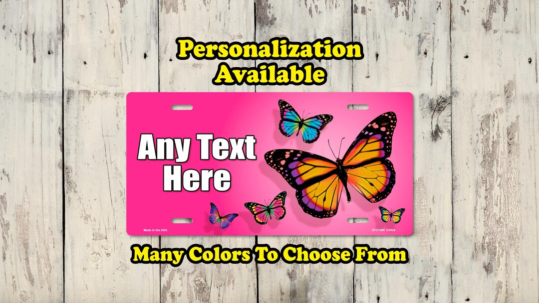 Butterfly License Plate: Custom Dye Sublimation Car Tag 6x12 - Etsy