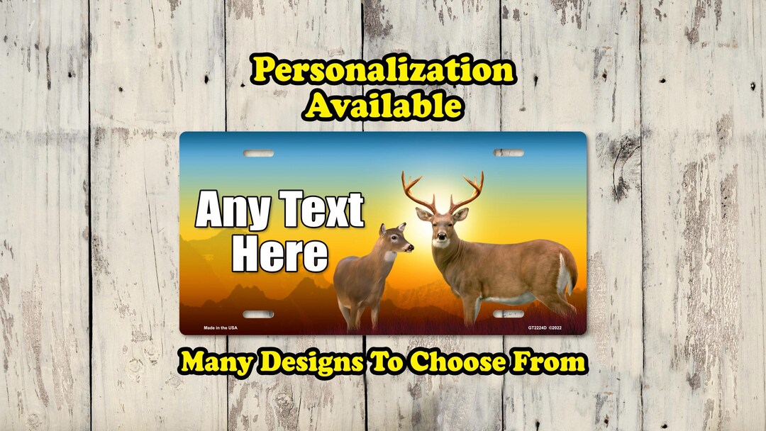 Deer Sunset License Plate: Custom USA Car Tag 6x12 - Etsy