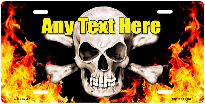 Skull and Crossbones on Realistic Flames Iron Cross and - Etsy