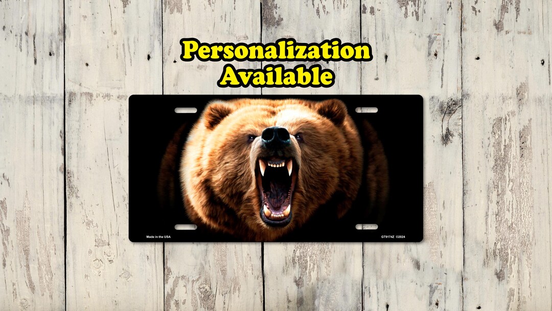 Grizzly Bear License Plate -custom Dye Sublimation License Plate ...