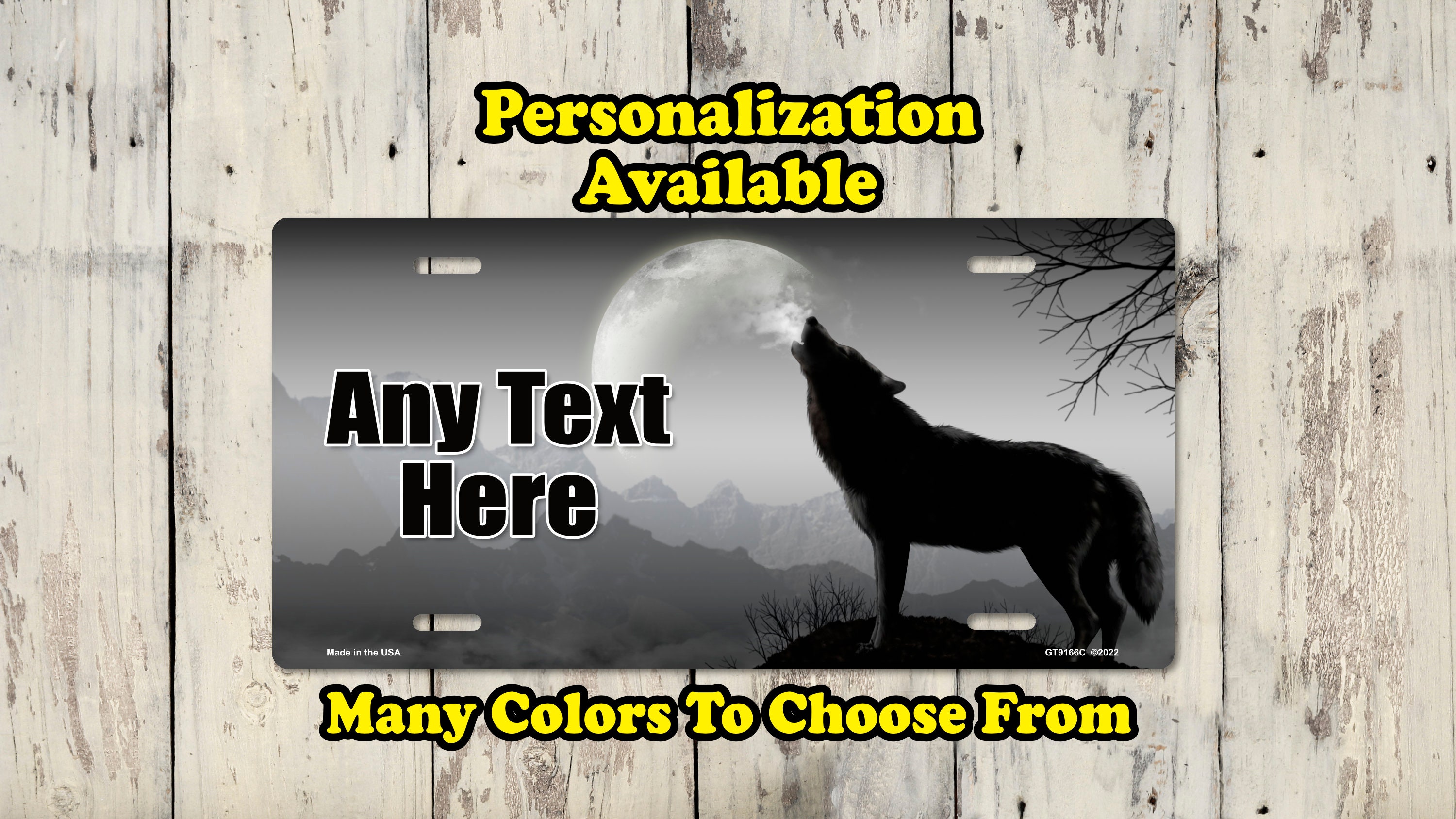 Personalized Howling Wolf on Red, Blue, Gray, Sunset, Mocha, and Teal ...