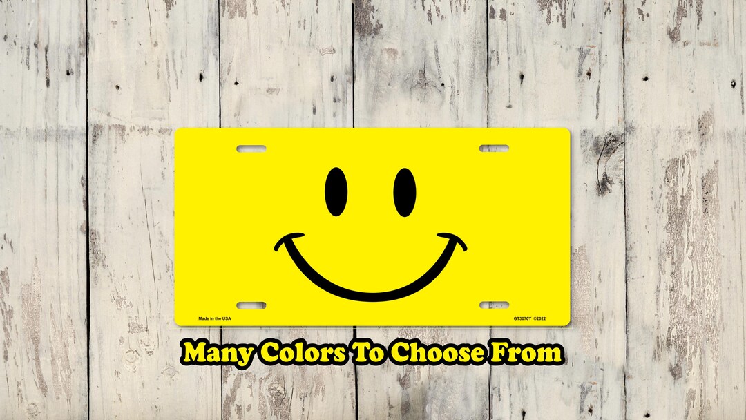Smiley Face - Various Colors Available - License Plates - Etsy