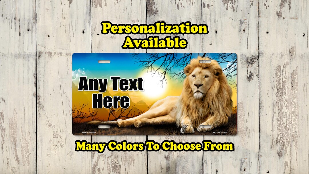 Personalized Lion License Plate: Custom Car Tag, Novelty Auto Decor - Etsy