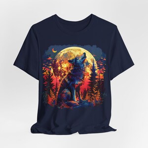 Mystical Wolf Howling at Moon | Sigma Wolf Shirt | Moon Retro Nature ...