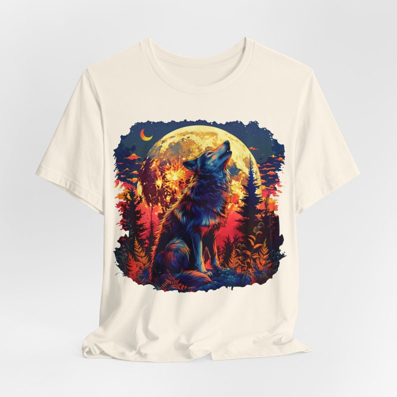Mystical Wolf Howling at Moon | Sigma Wolf Shirt | Moon Retro Nature ...