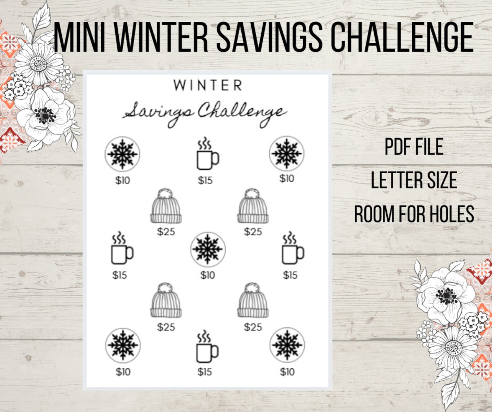 Mini Winter Savings Challenge Printable - PDF File - Letter Size - Dave ...