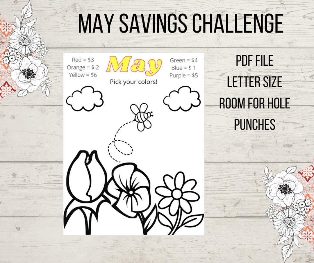 May Monthly Savings Challenge Printable - PDF File - Letter Size - Dave ...