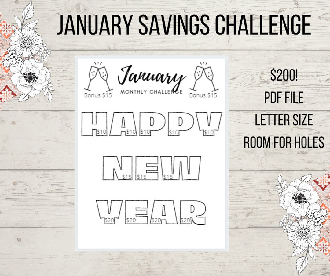 January Monthly Savings Challenge Printable - PDF File - Letter Size ...