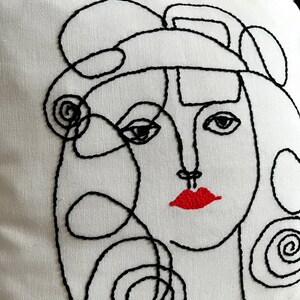 Picasso Art Punch Pillowfemale Line Art Face Handmade Punch Needle ...