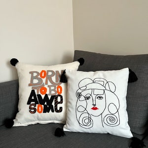 Picasso Art Punch Pillowfemale Line Art Face Handmade Punch Needle ...