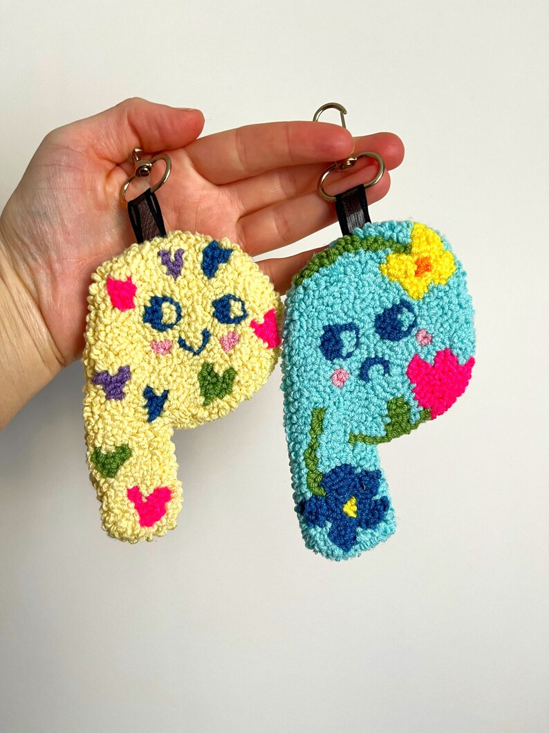 Punch Needle Keychain Tufted Keychain Punch Needle Keyring - Etsy