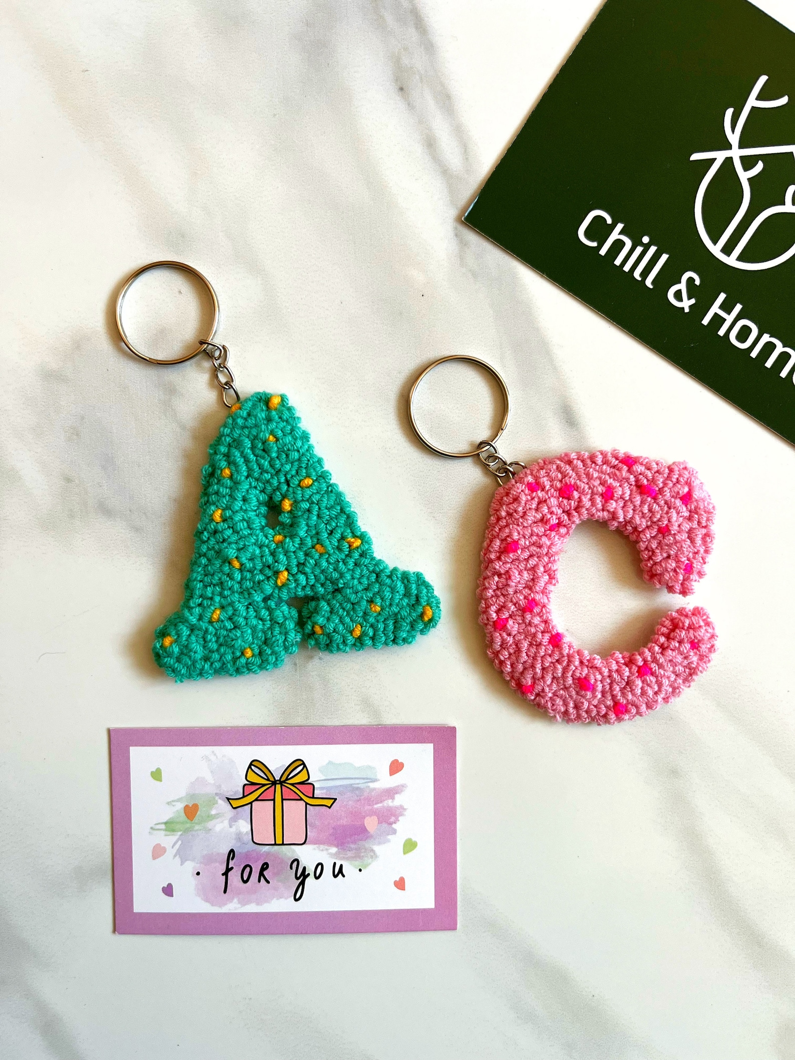 Punch Needle Keychain Tufted Keychain Punch Needle Keyring - Etsy