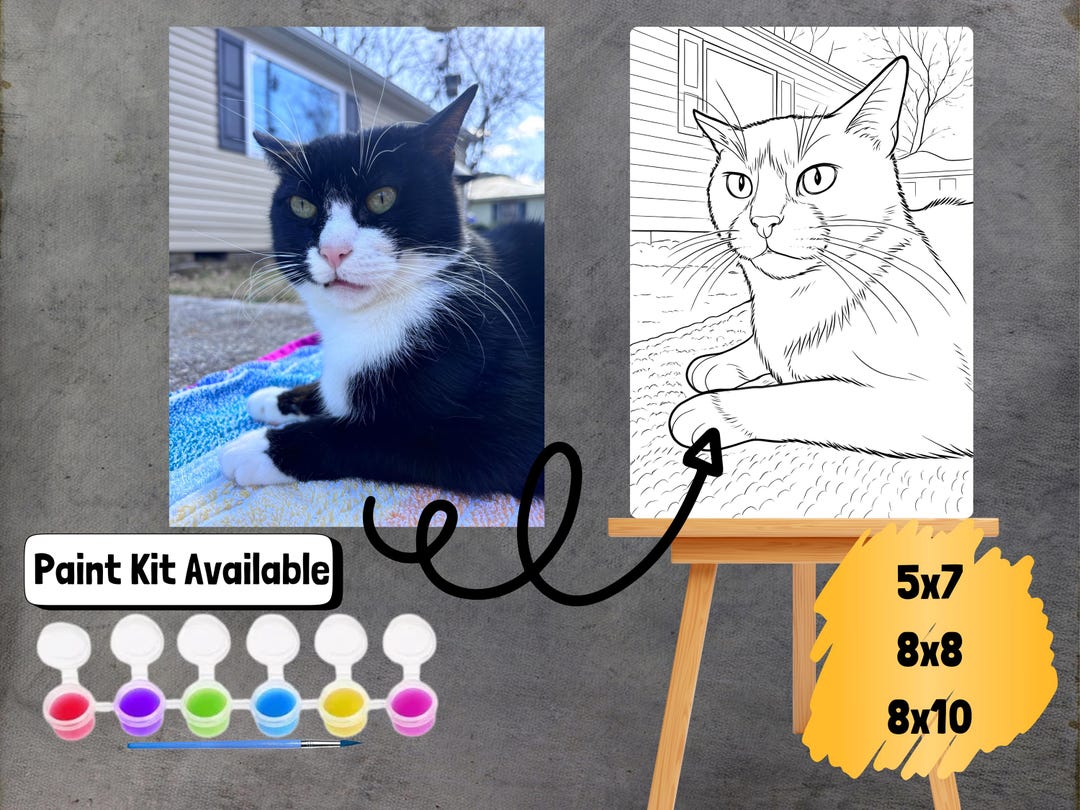 Custom Pet Paint Your Own Canvas, Personalized Pet Art, Paint Your Pet ...