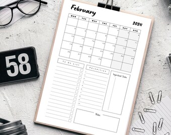 Digital 2024 Monthly Planner Printable instant Download Calendar - Etsy