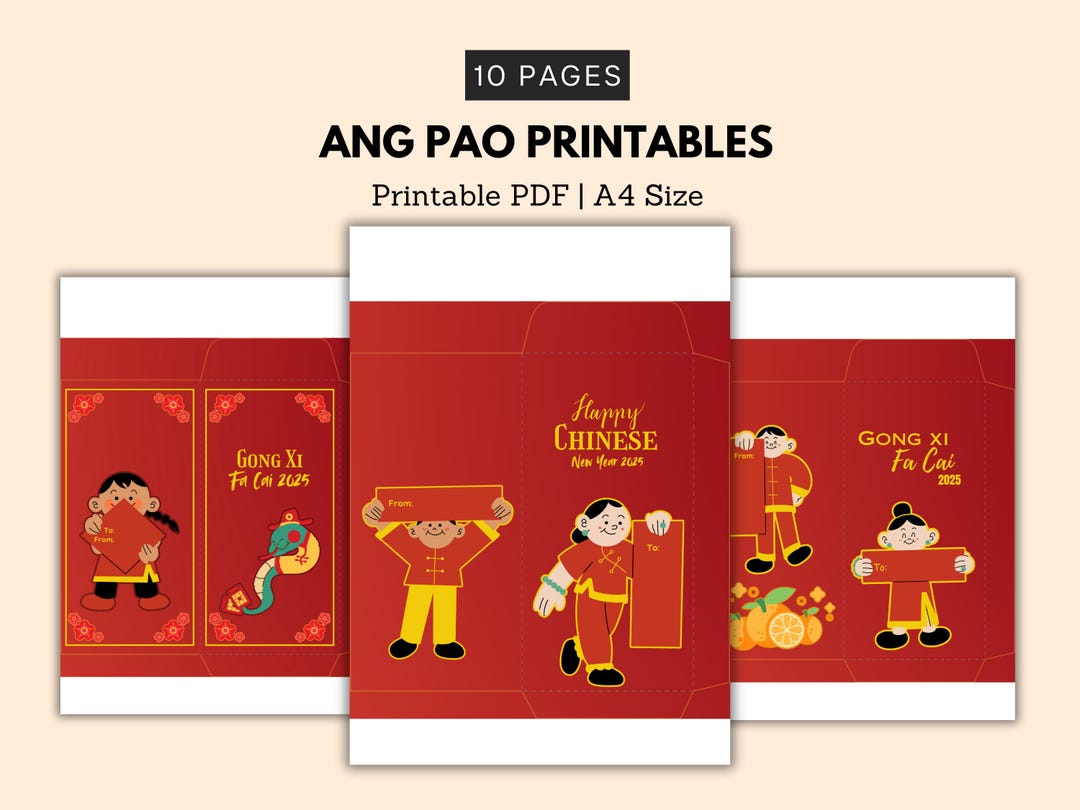 10 Design Ang Pao Printables Red Packet Chinese New Year Cny ...