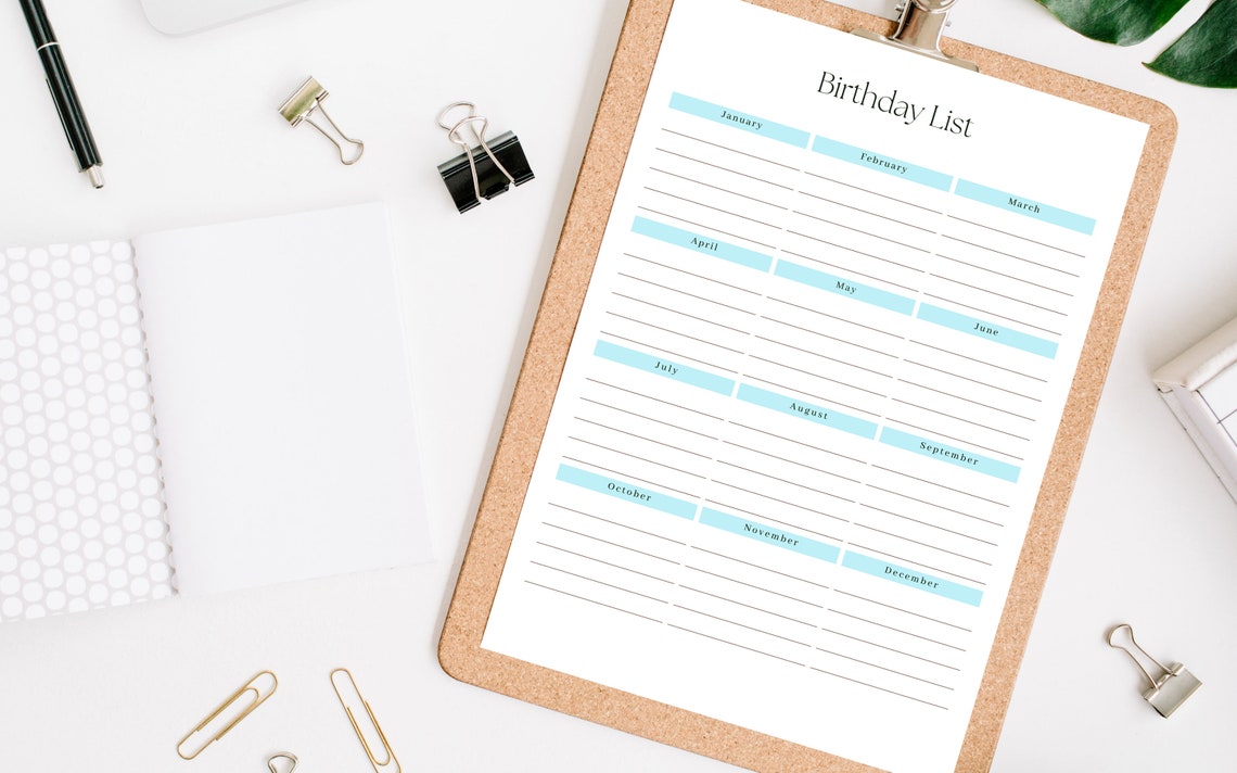 Birthday Tracker Birthday Planner Printable Birthday Reminder Fillable ...