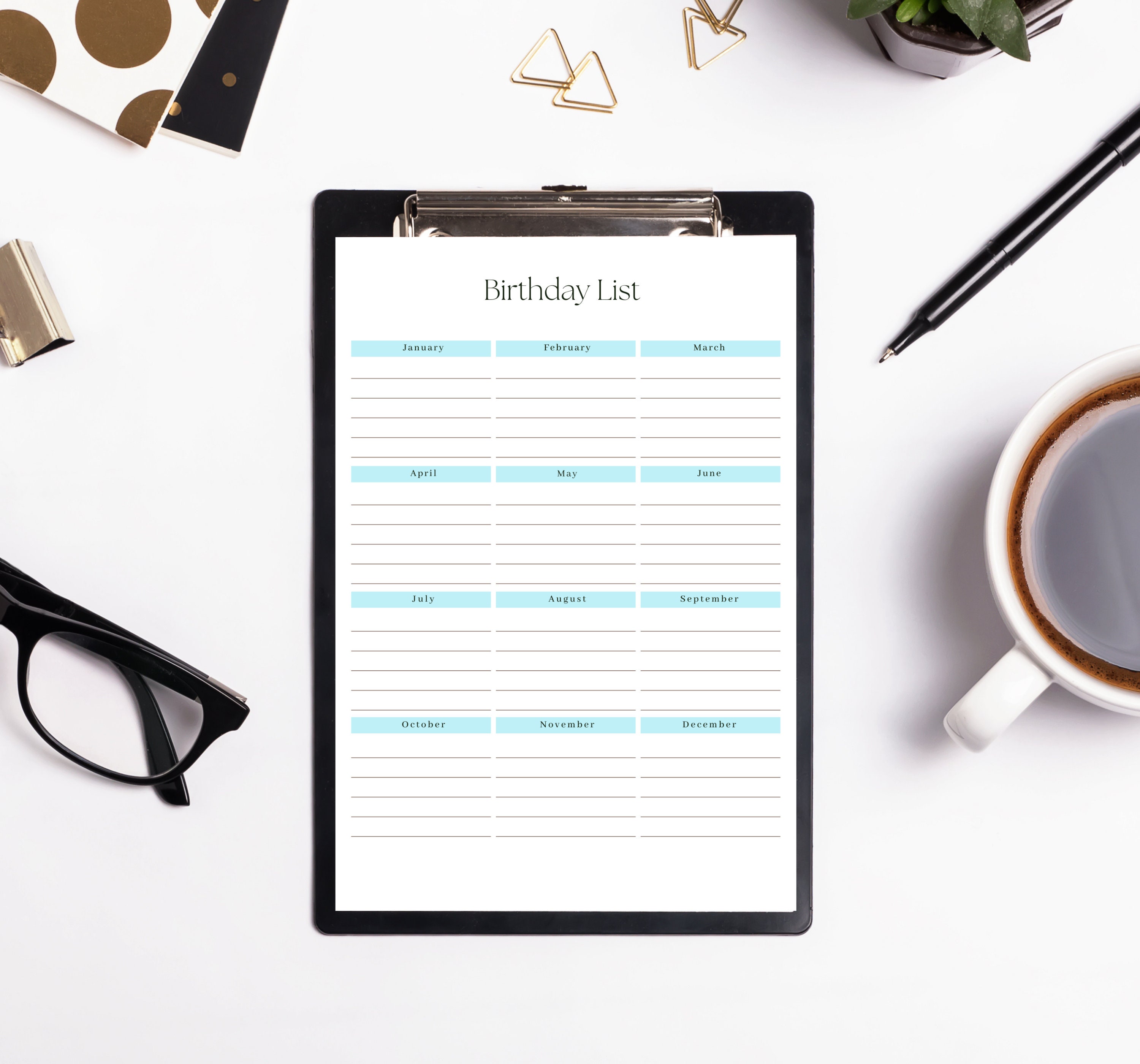 Birthday Tracker Birthday Planner Printable Birthday Reminder Fillable ...