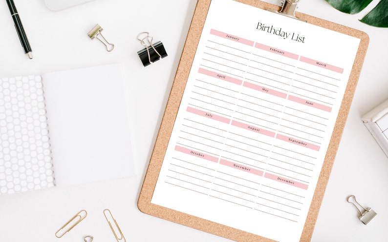 Birthday Tracker Birthday Planner Printable Birthday Reminder Fillable ...