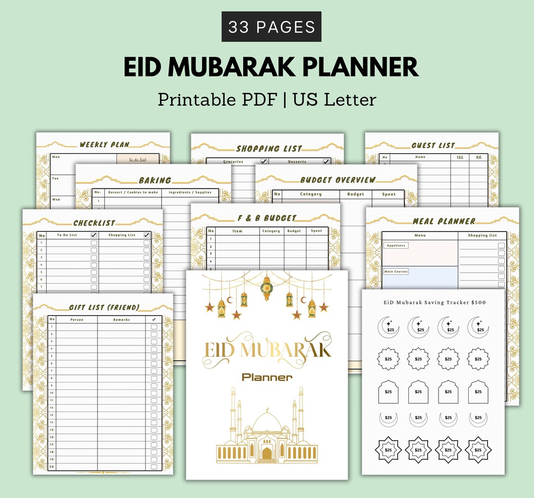 Eid Celebration Planner Eid Mubarak Planner Eid Planner Eid Celebration ...