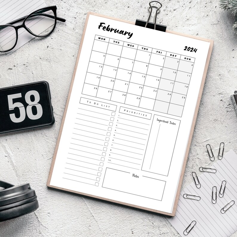 2024 Dated Monthly Planner 2024 Monthly Planner 2024 Calendar Instant ...