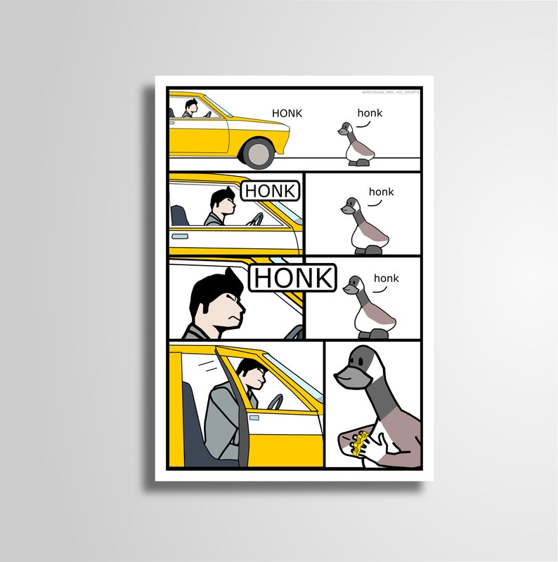 Canada Goose Comic WALL DECOR | Funny Wall Art Gift for Canadian Goose ...