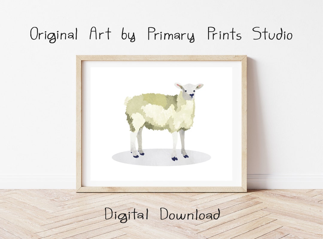 Sheep Art Print, Sheep Printable, Farm Animal Printable Art, Sheep Wall ...
