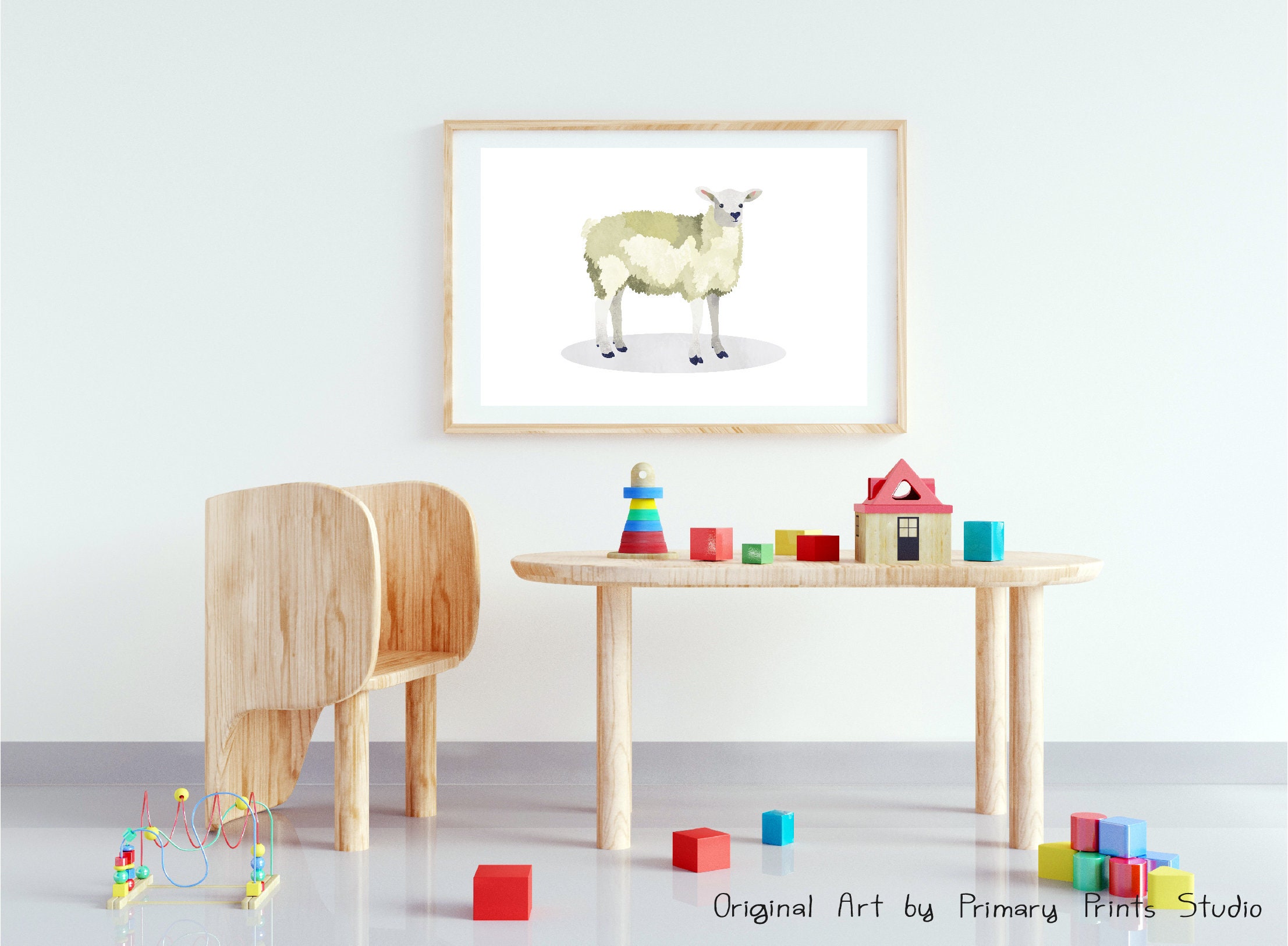 Sheep Art Print, Sheep Printable, Farm Animal Printable Art, Sheep Wall ...