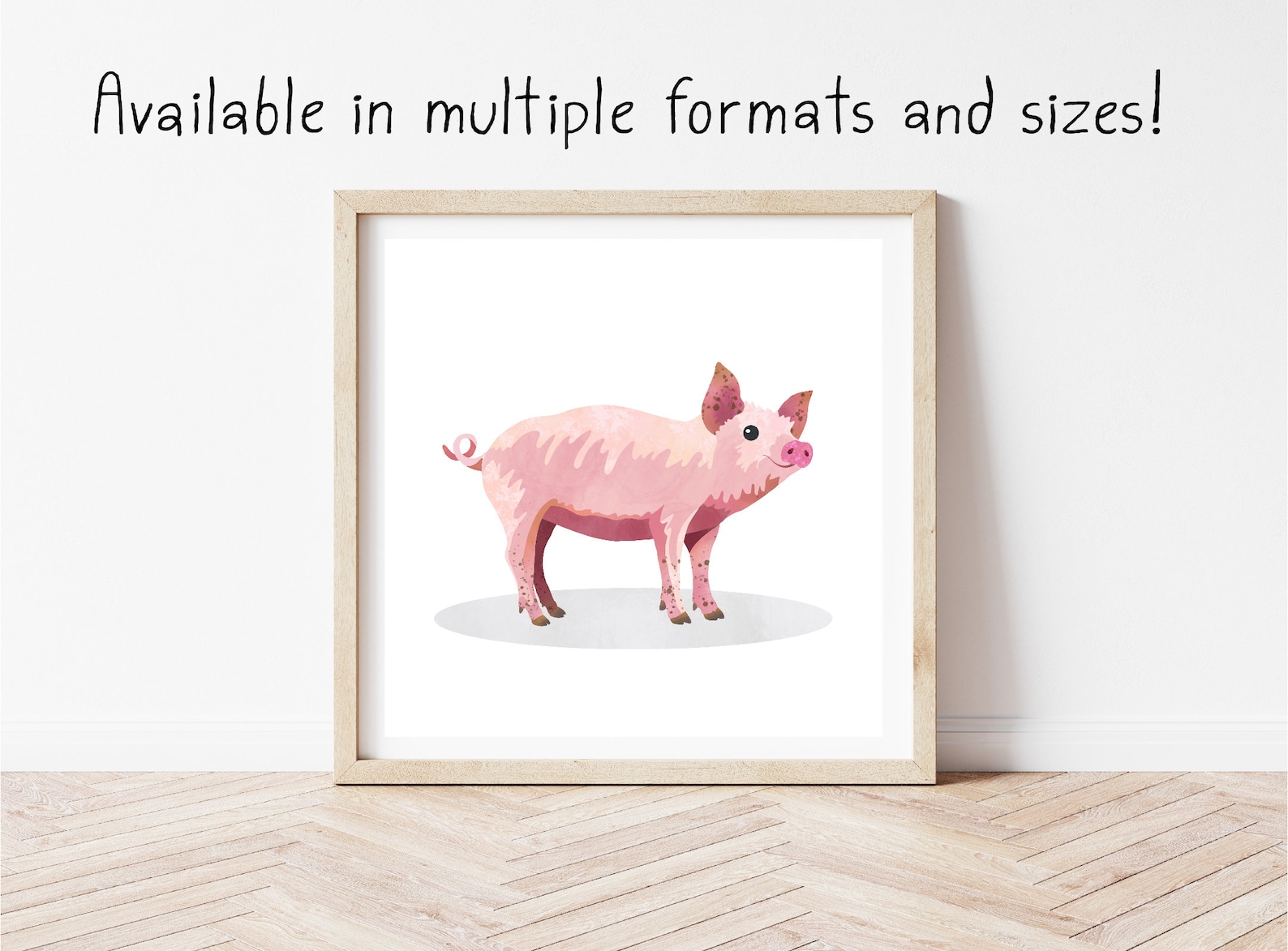 Pig Art Print, Pig Printable, Farm Animal Printable Art, Pig Wall Art ...