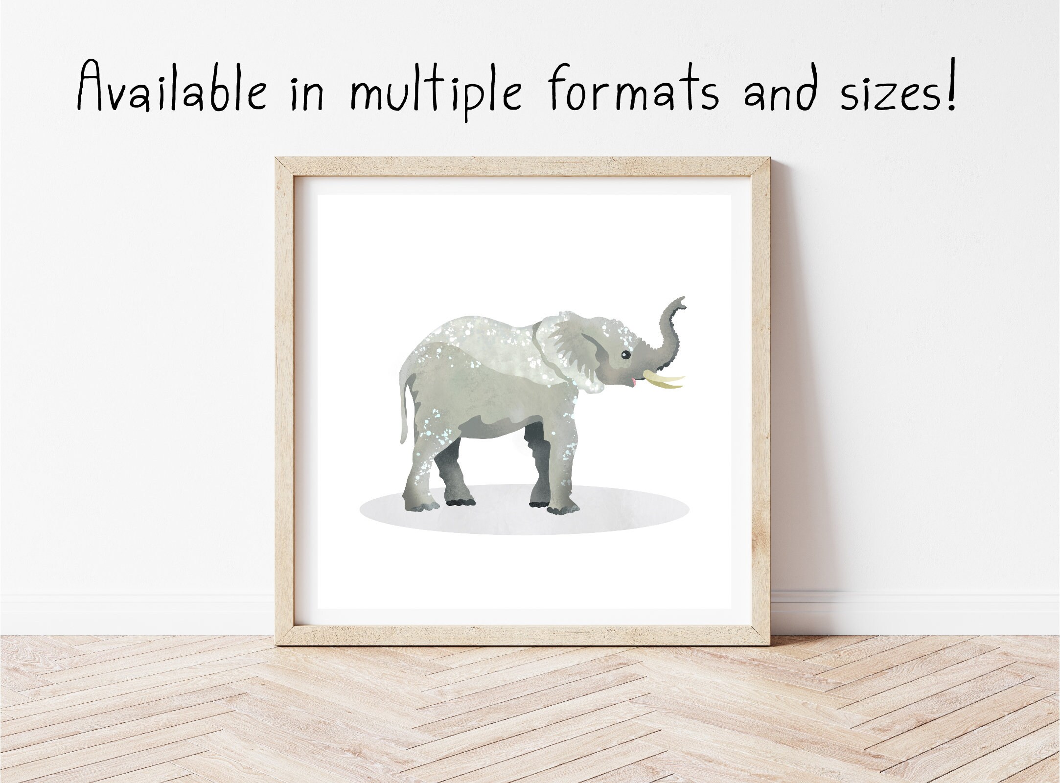 Elephant Art Print, Elephant Printable, Wild Animal Printable Art ...