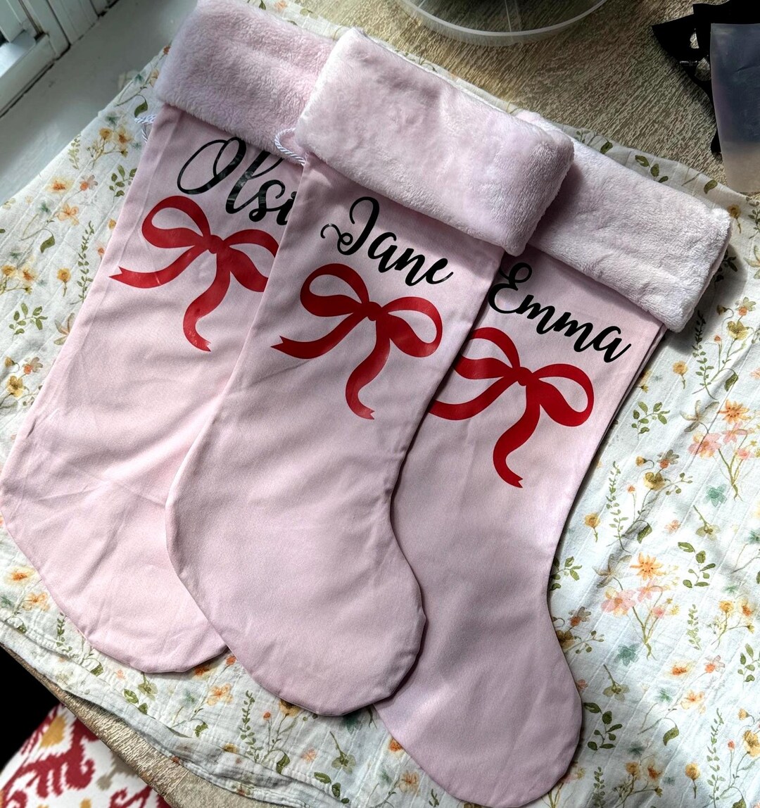 Pink Christmas Stockings With Names-personalized Christmas Stockings ...