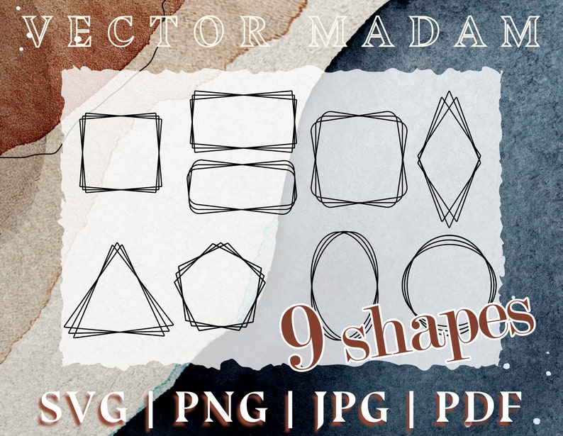 Offset Line Shapes Cut File Vector Image Svg Png Jpg Pdf - Etsy