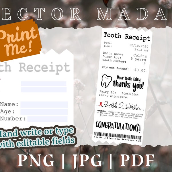 Printable Tooth Fairy Checks PDF JPG PNG No Cash for Lost Loose Tooth ...