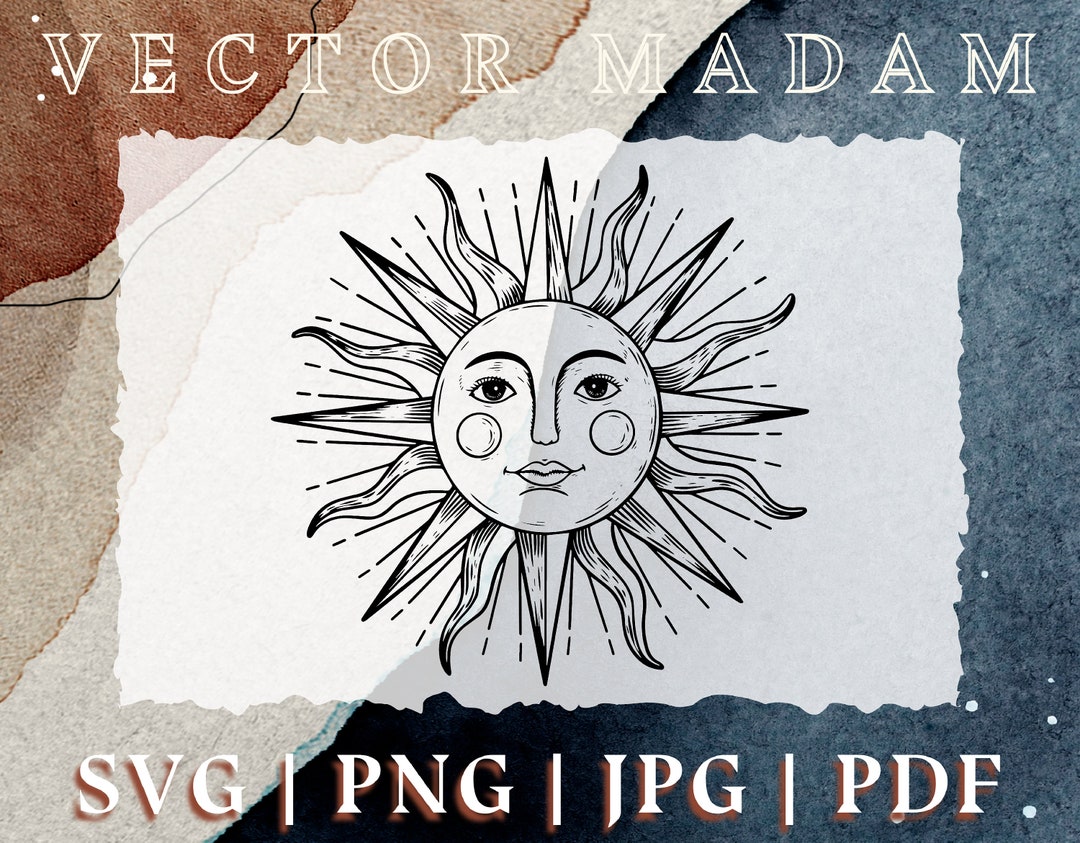 Vintage Sun Illustration | Cut File Vector Image | Svg Png Jpg Pdf ...