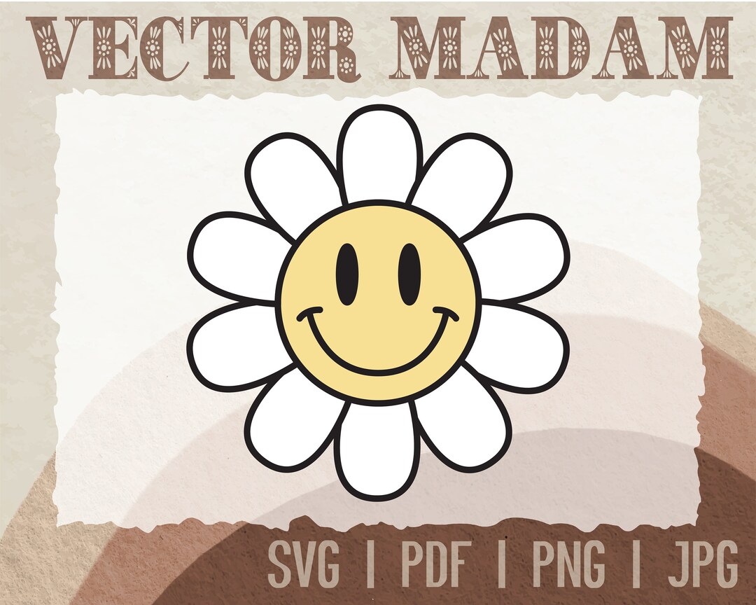 Smiley Face Happy Flower Power | Y2K 90s 70s | Vintage Illustration ...