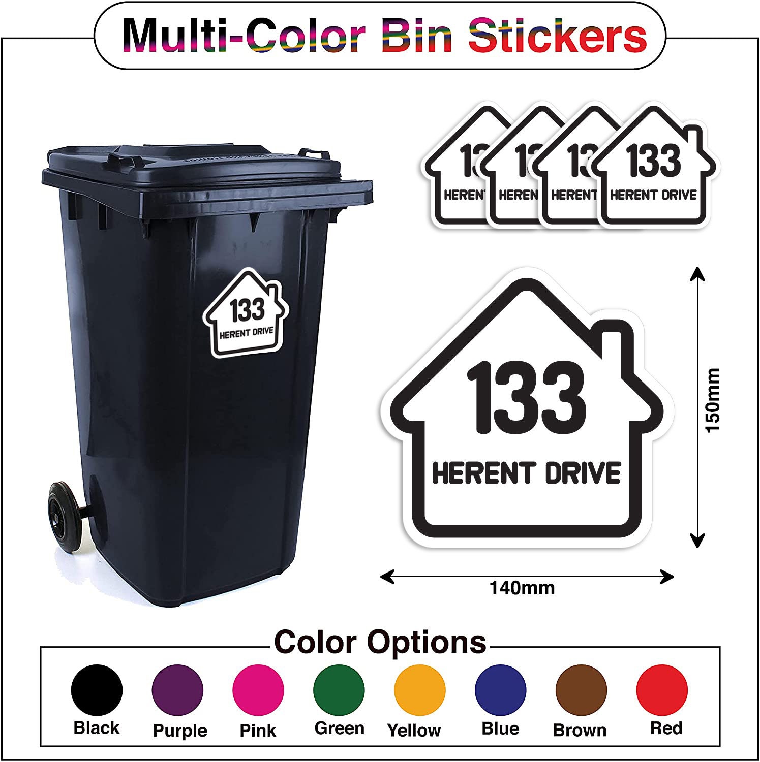 4 X Wheelie Bin Stickers 140 X 150 Mm Bin Sticker Bin Number - Etsy UK