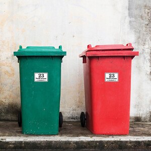 4 X Bin Labels (150 X 100 Mm) Trash Can Stickers Waterproof Wheelie Bin ...