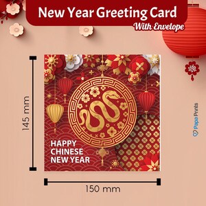 Happy New Year Card (145 X 150 Mm) Chinese New Year With Envelope Lunar ...