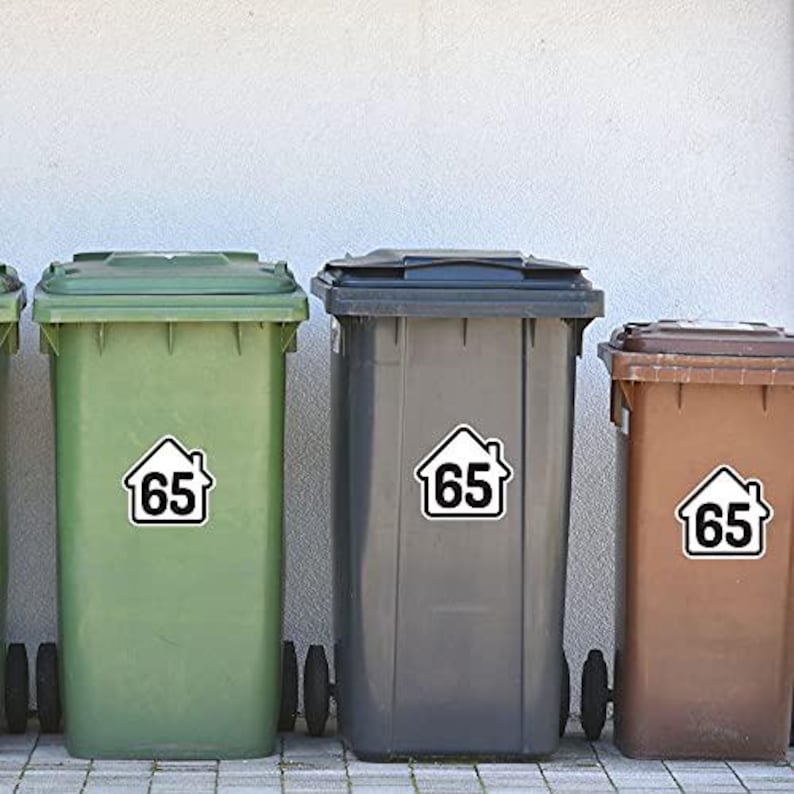 4 X Wheelie Bin Stickers (140 X 150 Mm) Bin Sticker Bin Number Stickers ...
