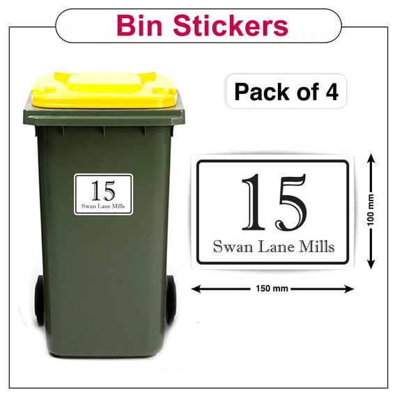 Bin Plastic Décor Decals, Stickers & Vinyl Art Set Of 4 Wheelie Bin ...