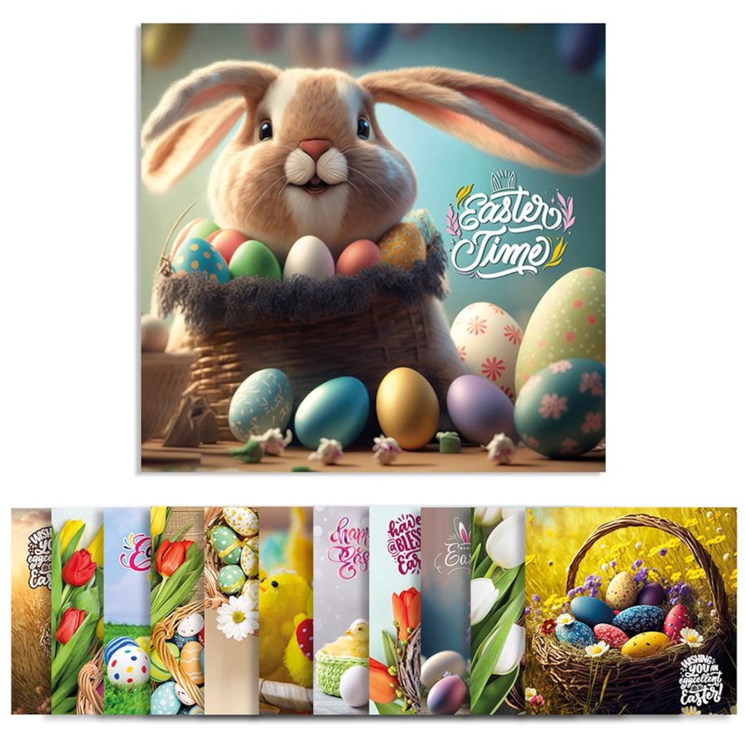 Pack of 12 Happy Easter Card (145 X 150 Mm) Easter Bunny Card Easter ...