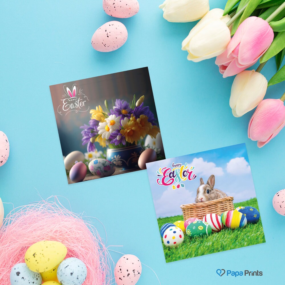Pack of 12 Happy Easter Card 145 X 150 Mm Easter Bunny Card Easter ...